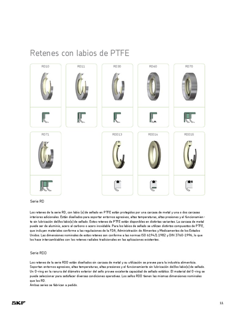 Retenes Con Labios de PTFE: RD60 RD70 RD11 RD30 RD10 | PDF | Acero ...
