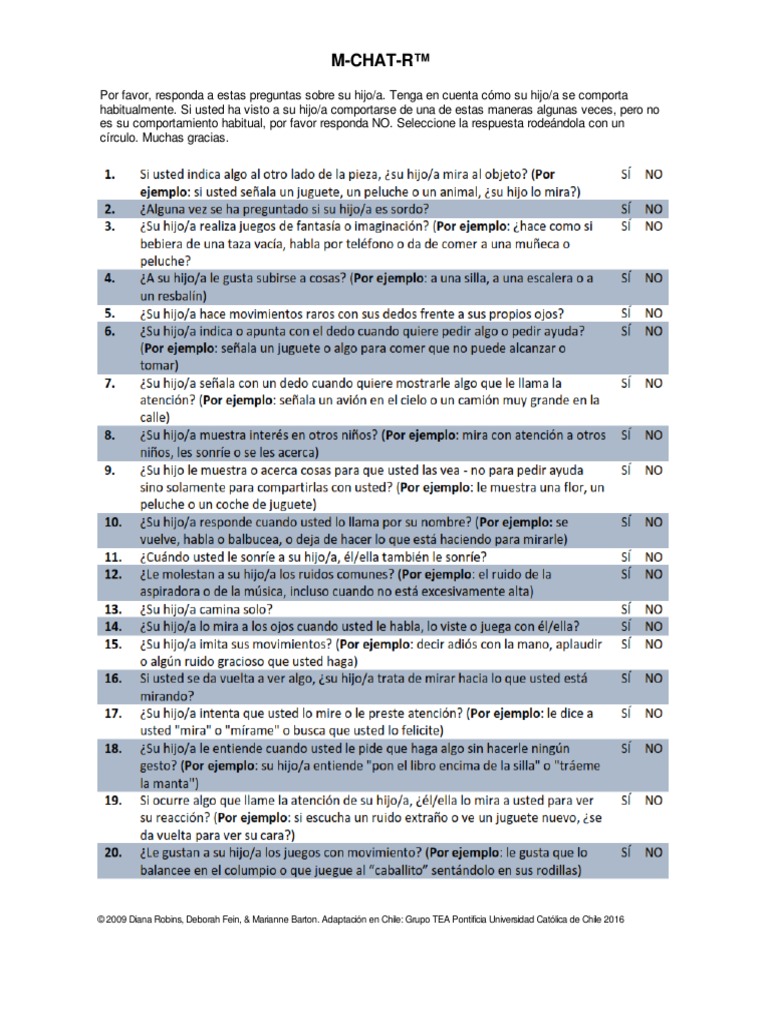 M-Chat-R F Test | PDF