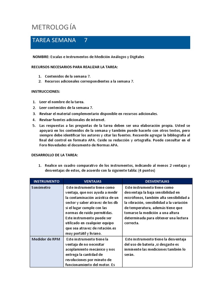 S7 Tarea V2 | PDF | Medición | Balanza