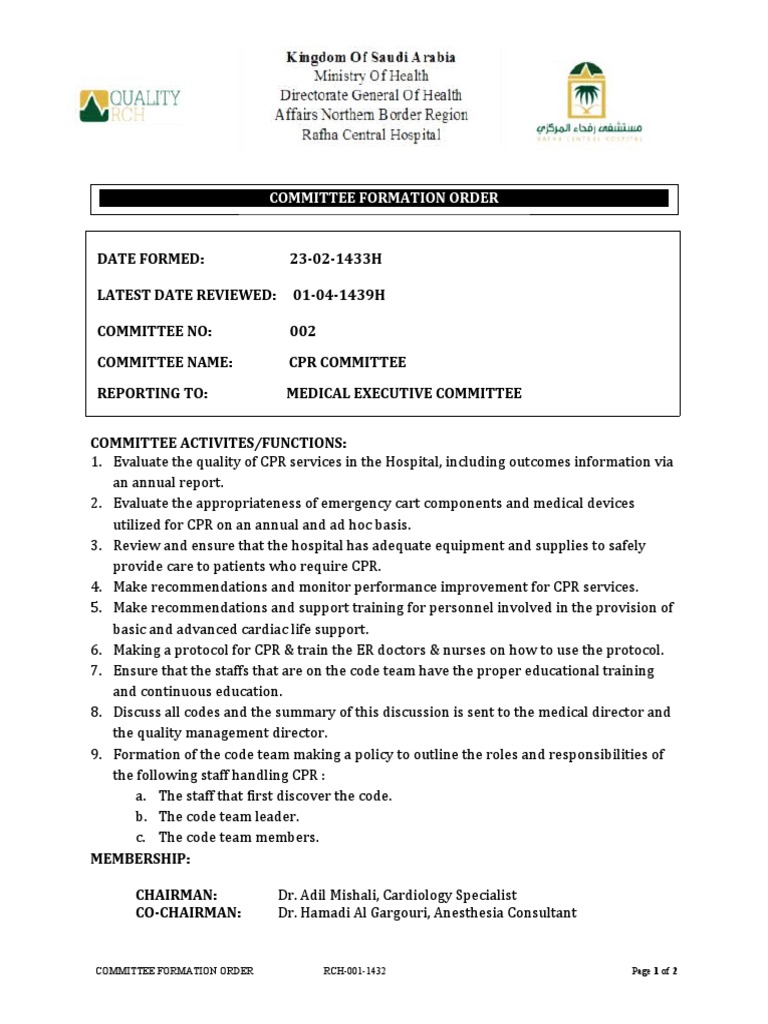 002 - CPR Committee | PDF | Cardiopulmonary Resuscitation | Hospital