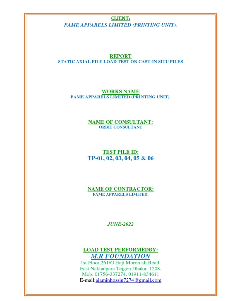 PILE LOAD TEST REPORT | PDF | Deep Foundation | Ton