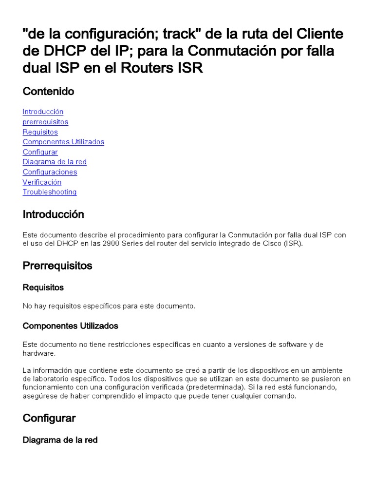 Configure Ip DHCP Client Route Track F | PDF | Enrutador (Computación ...