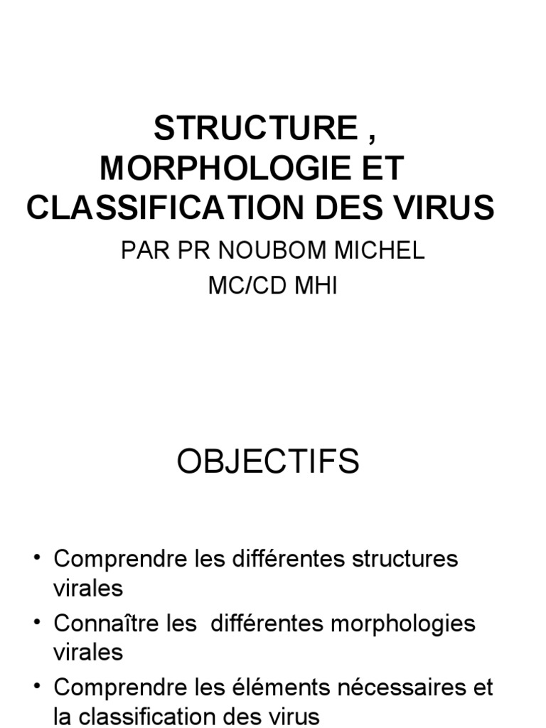 Classification, Morphlogie Et Structure Des Virus | PDF | Virus ...
