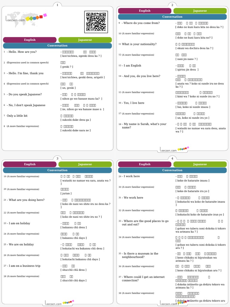 Japanese Conversation | PDF