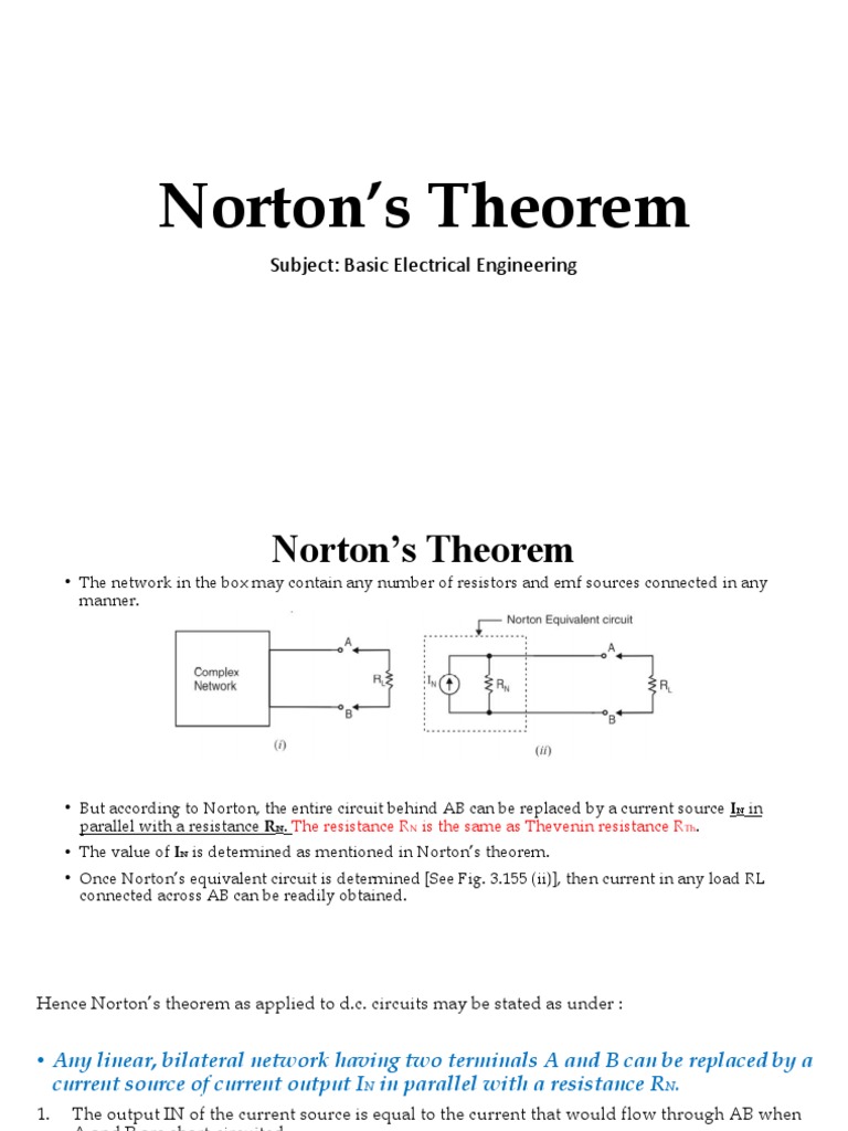 Norton's Theorem (1) 1 | PDF | Electrical Network | Series And Parallel Circuits
