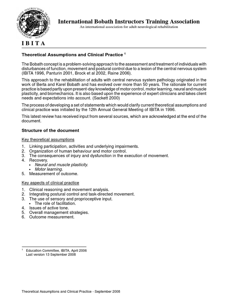 IBITA Assumptions en | PDF | Neuroplasticity | Nervous System