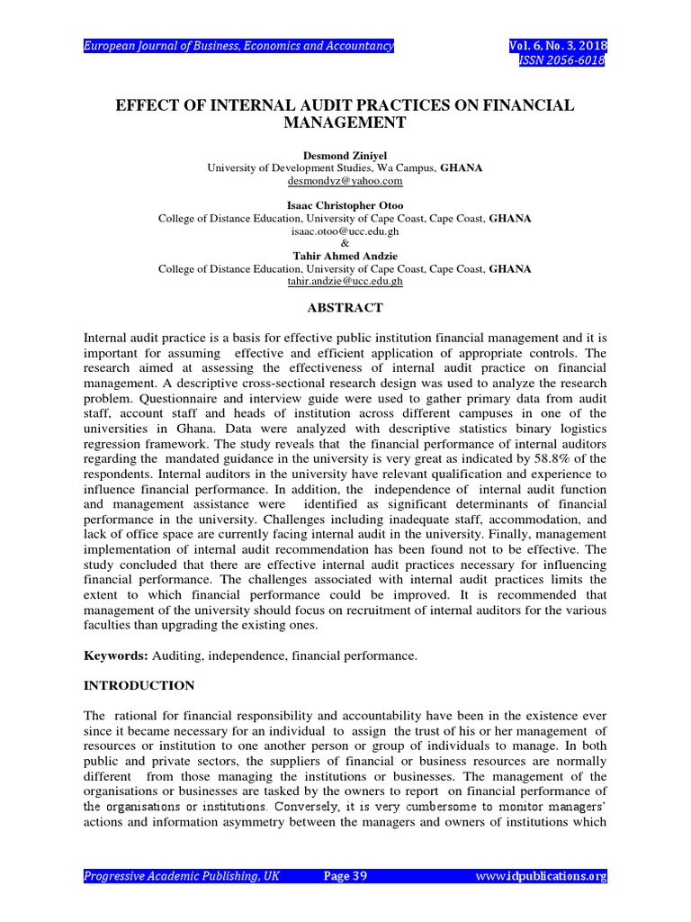 Full Paper EFFECT OF INTERNAL AUDIT PRACTICES ON FINANCIAL MANAGEMENT ...