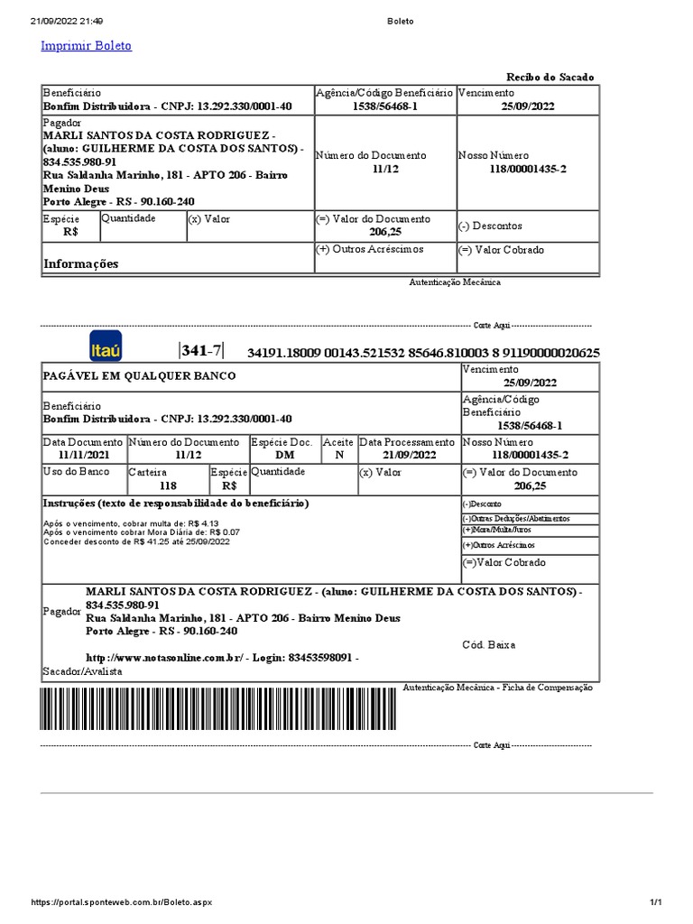Boleto 1 | PDF | Bancos | Serviços financeiros