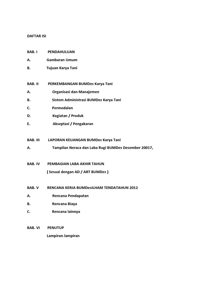 Contoh LPJ BUMDES | PDF