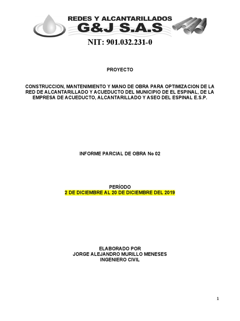 Informe de Obra Final Eaaa | PDF | Tubería (transporte de fluidos) | Hormigón