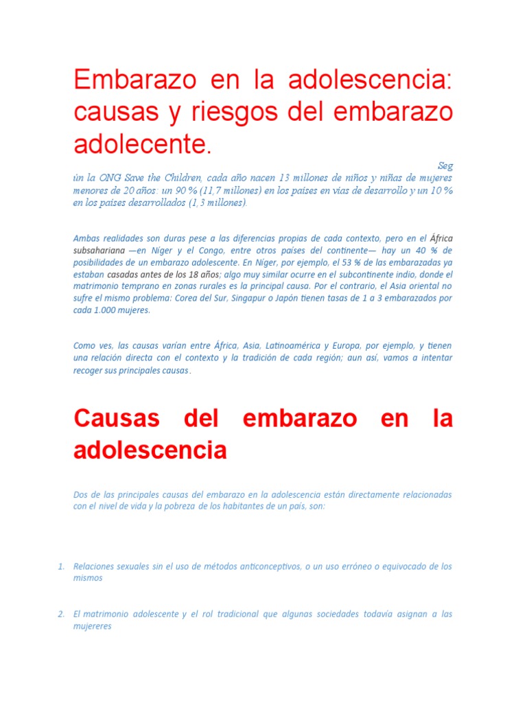 Embarazo en La Adolescencia | PDF | El embarazo | Embarazo en la adolescencia