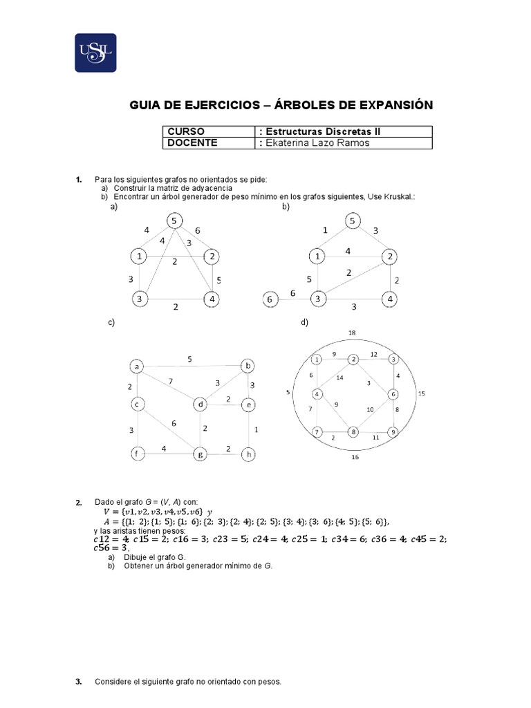 (07-4) Guia Arboles de Expansion - Estructuras Discretas II | PDF | Relaciones matematicas ...
