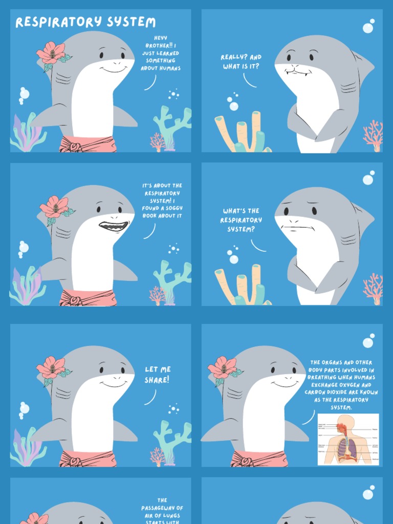 Blue and Gray Shark 4 Panel Comic Strip | PDF | Respiratory Tract | Lung
