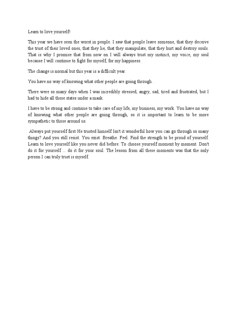 Learn To Love Yourself | PDF