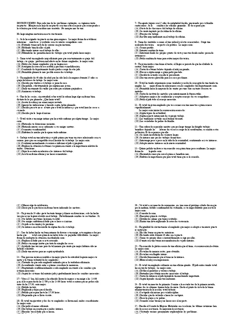 Test Moss | PDF | Toma de decisiones | Conceptos psicologicos