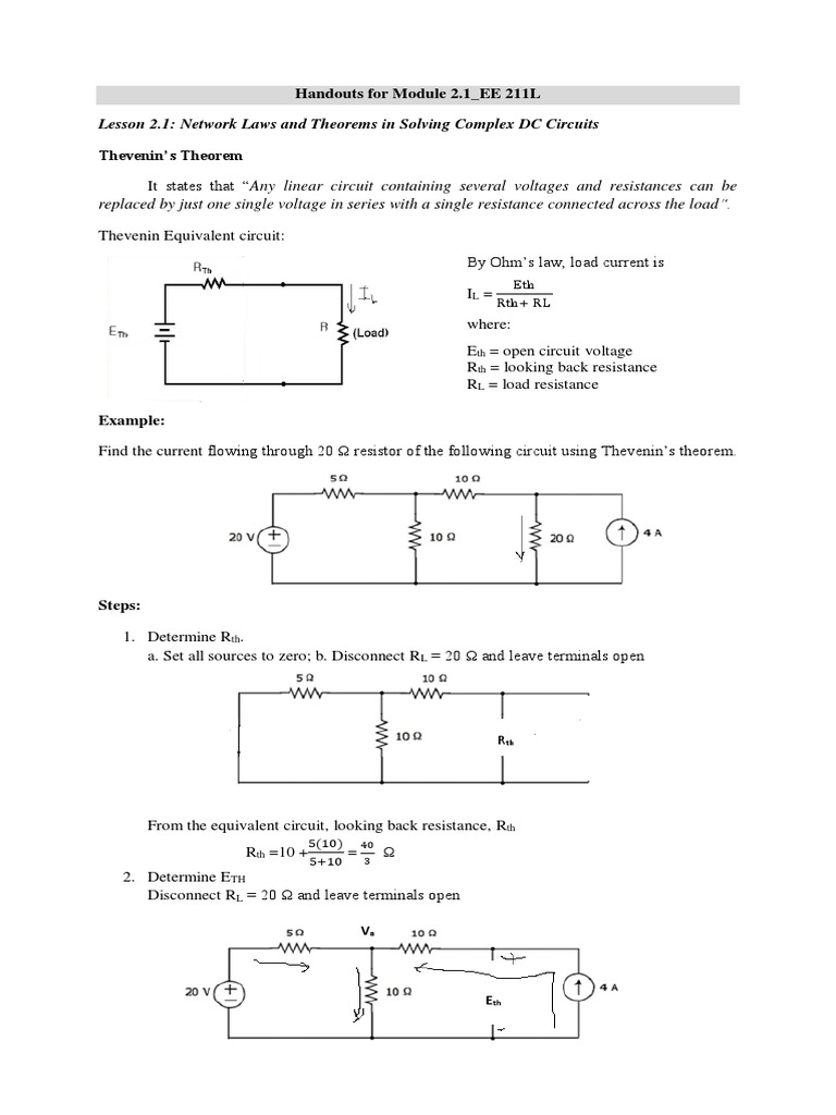 Handouts For Module 2.1 - EE211 | PDF | Electrical Network | Series And Parallel Circuits