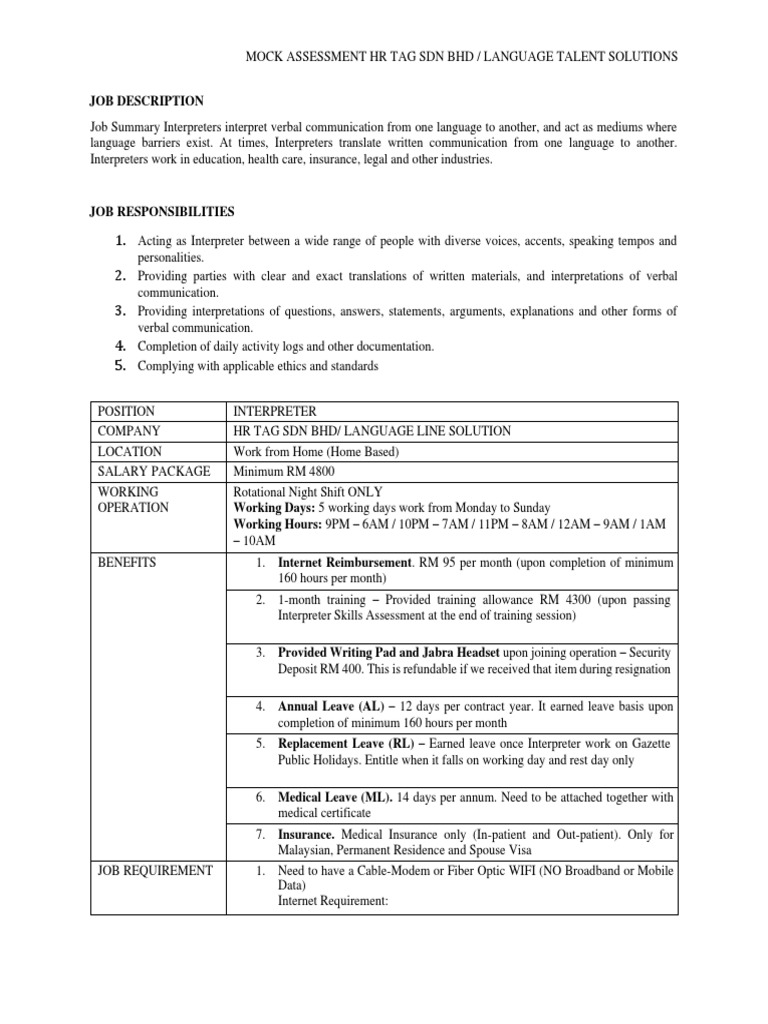 Interpreter Job Description Updated | PDF | Ios | Language Interpretation