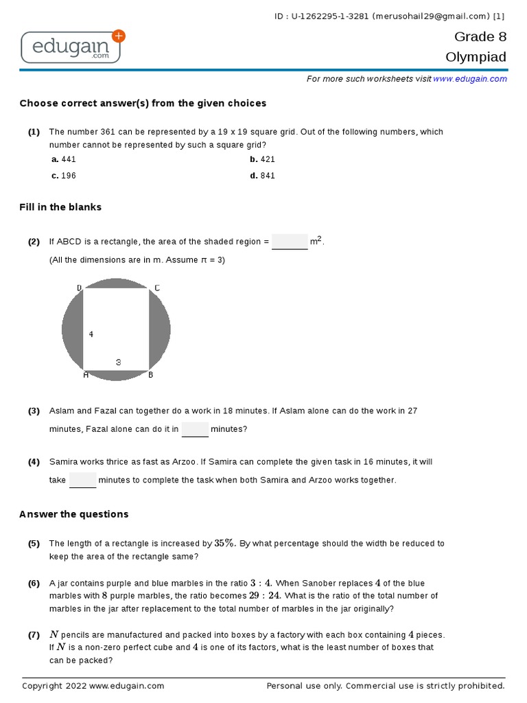 Grade8 1262295 1 3281.q | PDF | Area | Geometric Shapes