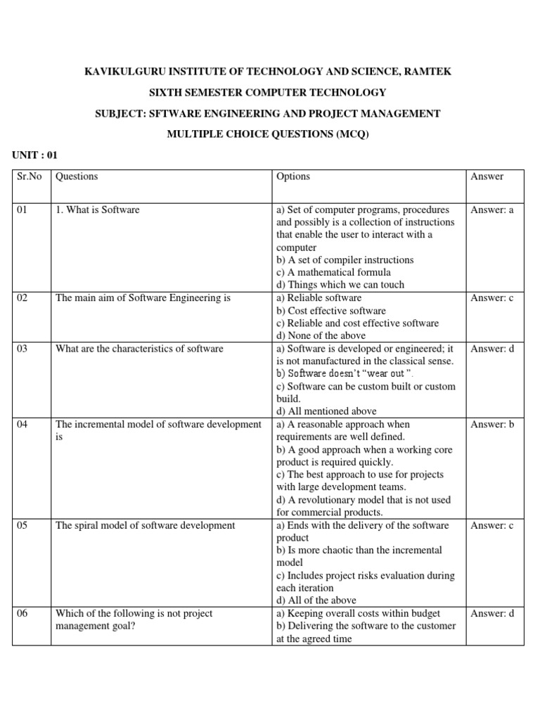 Software Engineering MCQs | PDF | Conceptual Model | Software Testing