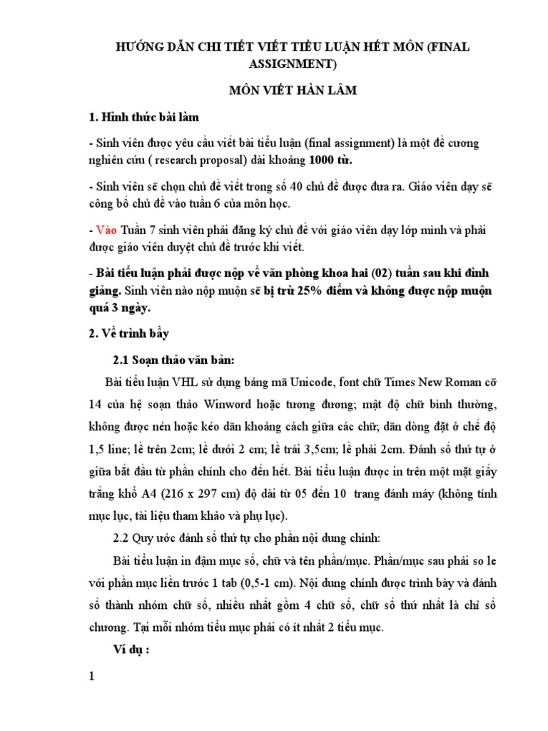 HƯỚNG DẪN VIẾT FINAL ASSIGNMENT MÔN ACADEMIC WRITING-New Edition | PDF