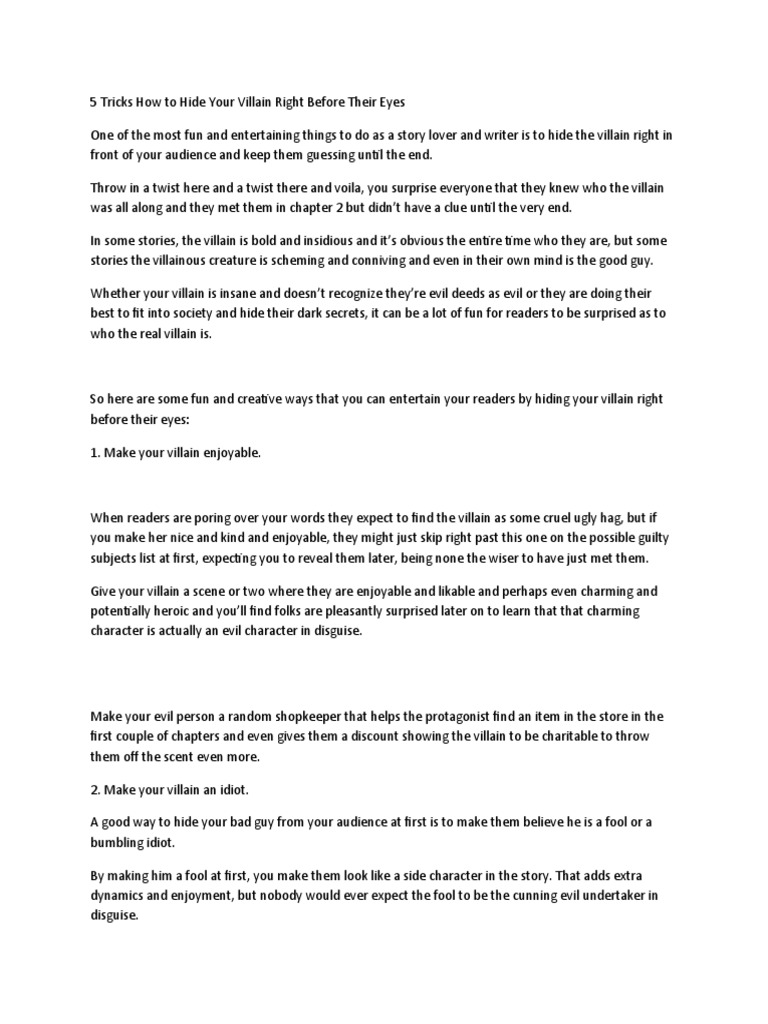 5 Tricks How To Hide Your Villain Right Before Their Eyes | PDF