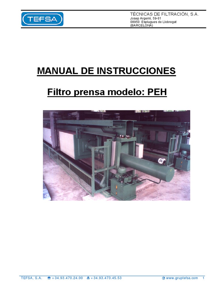 Instrucciones Filtro Prensa | PDF | Filtración | Bomba