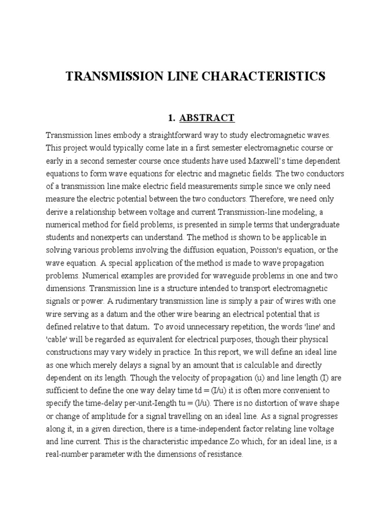 Transmission Line Characteristics | PDF | Transmission Line ...