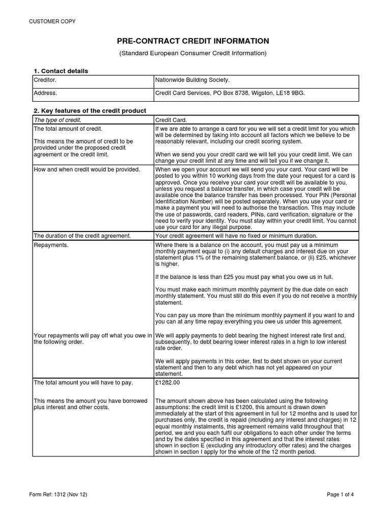 PCCI 1322-28042013 Pre-Contract Info | PDF | Credit Card | Interest