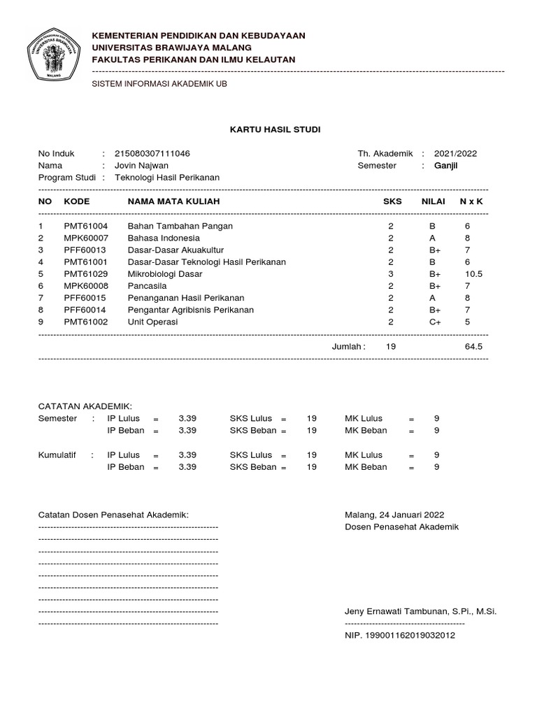 KHS Semester 1 | PDF