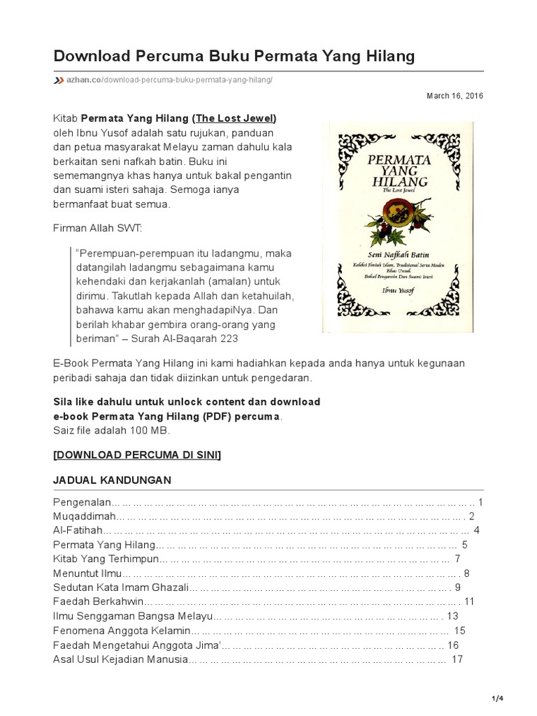 Azhan - Co-Download Percuma Buku Permata Yang Hilang | PDF
