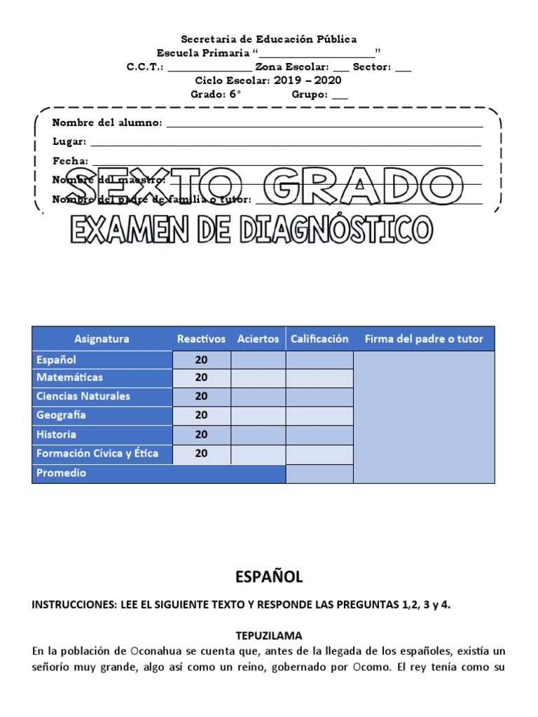 6to Examen Diagnostico 2021 | PDF | México | Kilogramo
