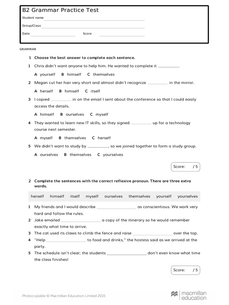 B2 Grammar Practice Test | PDF | Fires | Wildfire