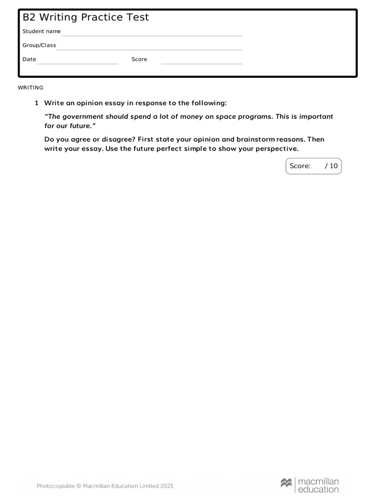 B2 Writing Practice Test | PDF