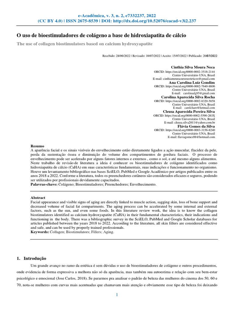 Bioestimulador de Colágeno (CaHA) | PDF | Pele | Corpo humano