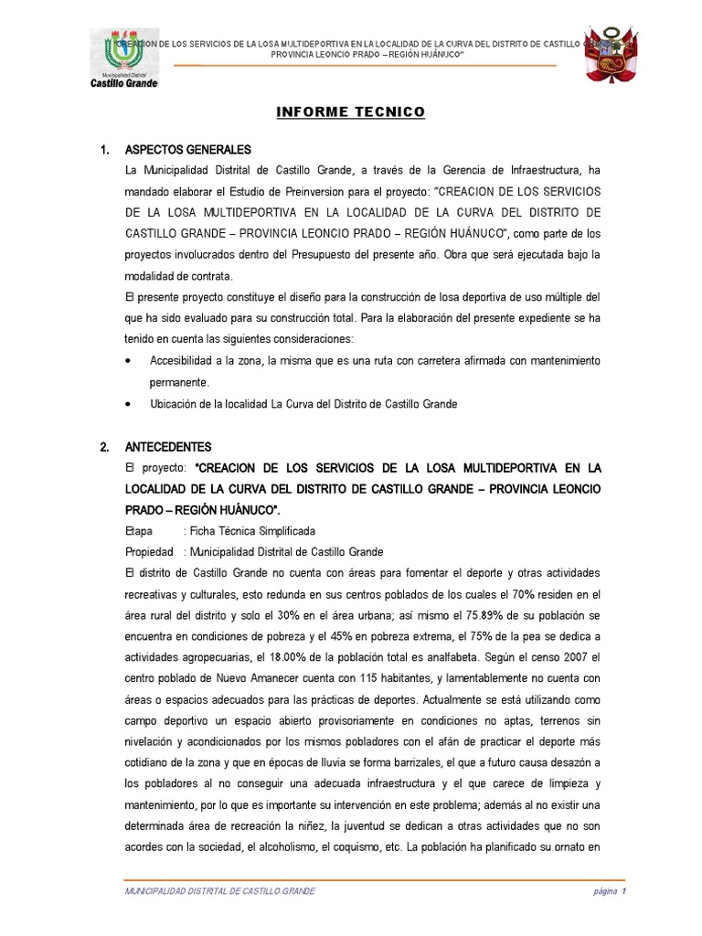 Informe Tecnico Losa La Curva | PDF | Economias