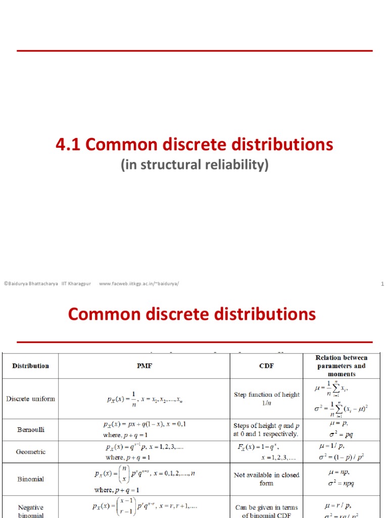BB NPTEL Lecture 4 | PDF | Poisson Distribution | Teaching Mathematics