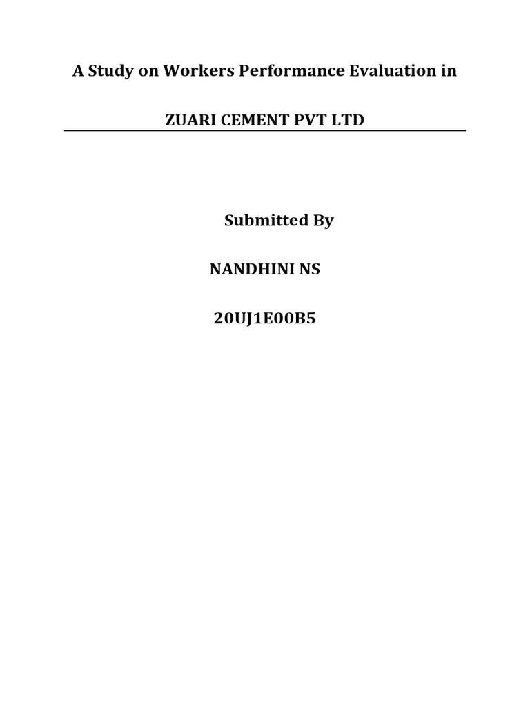 Analysis of the Employee Performance Evaluation System at Zuari Cement ... Analysis of the Employee Performance Evaluation System at Zuari Cement ...