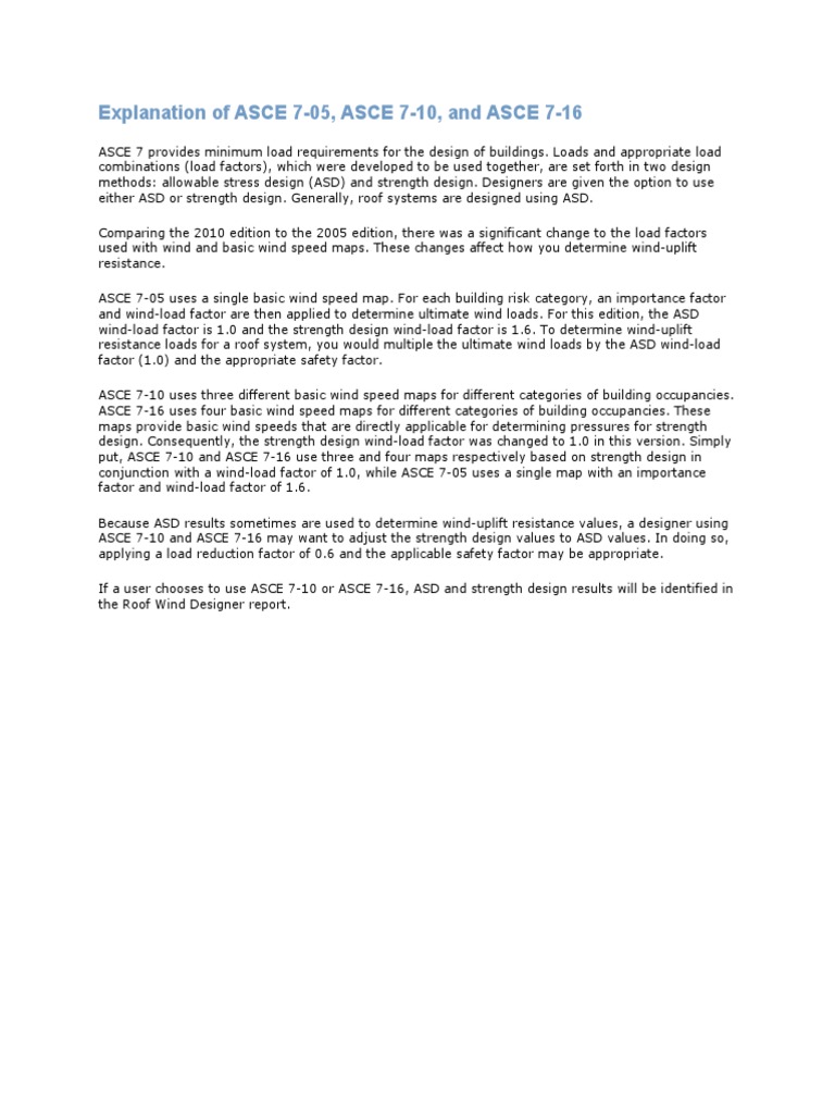Explanation of ASCE 7-05, ASCE 7-10, and ASCE 7-16 | PDF