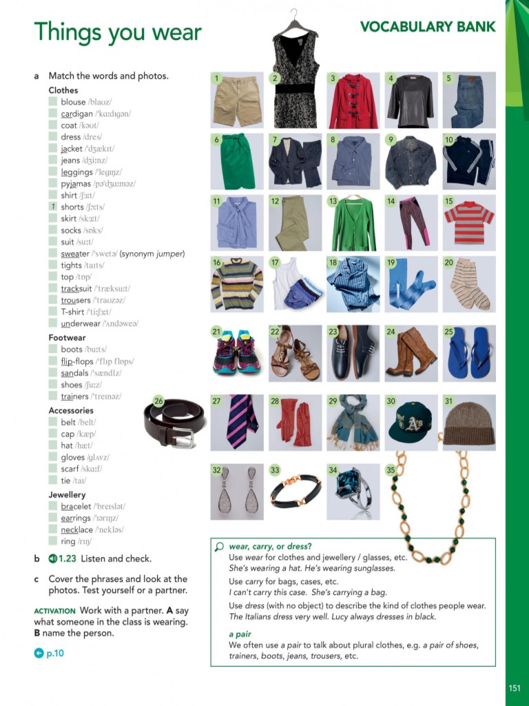 Things We Wear - Prepositions | PDF