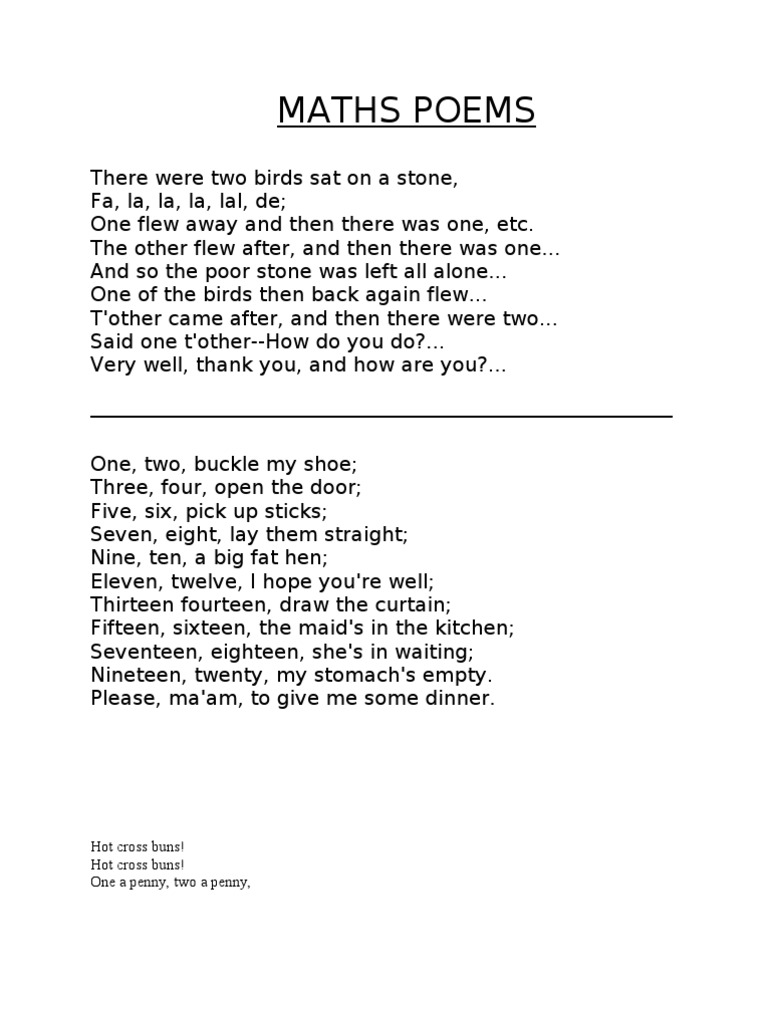 Maths Poems | PDF | Montessori Education | Abstraction