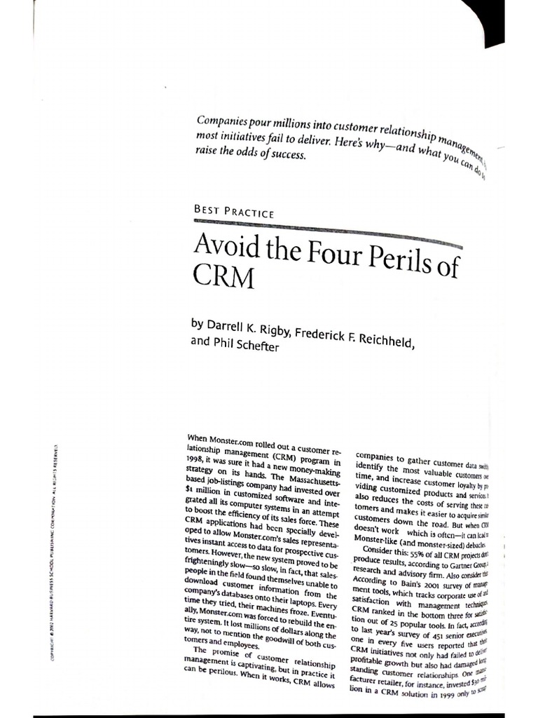 CRM - Avoid 4 Perils of CRM | PDF CRM - Avoid 4 Perils of CRM | PDF