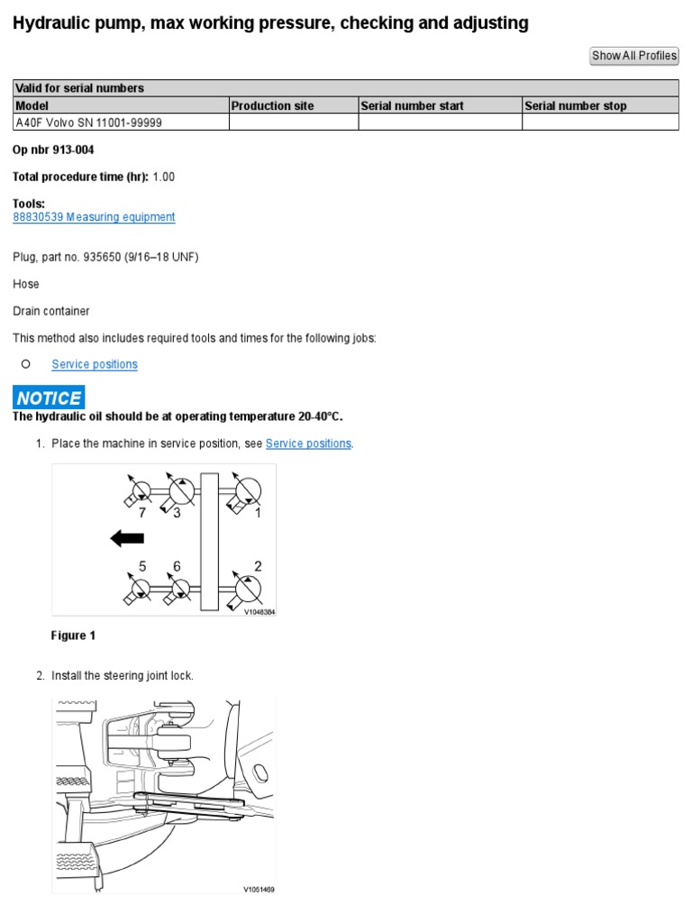 Checking and Adjusting the Maximum Working Pressure of the Hydraulic ...