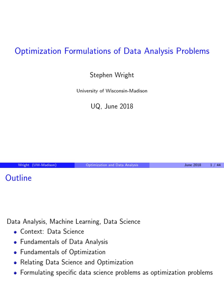 Optimization Formulations of Data Analysis Problems | PDF ...