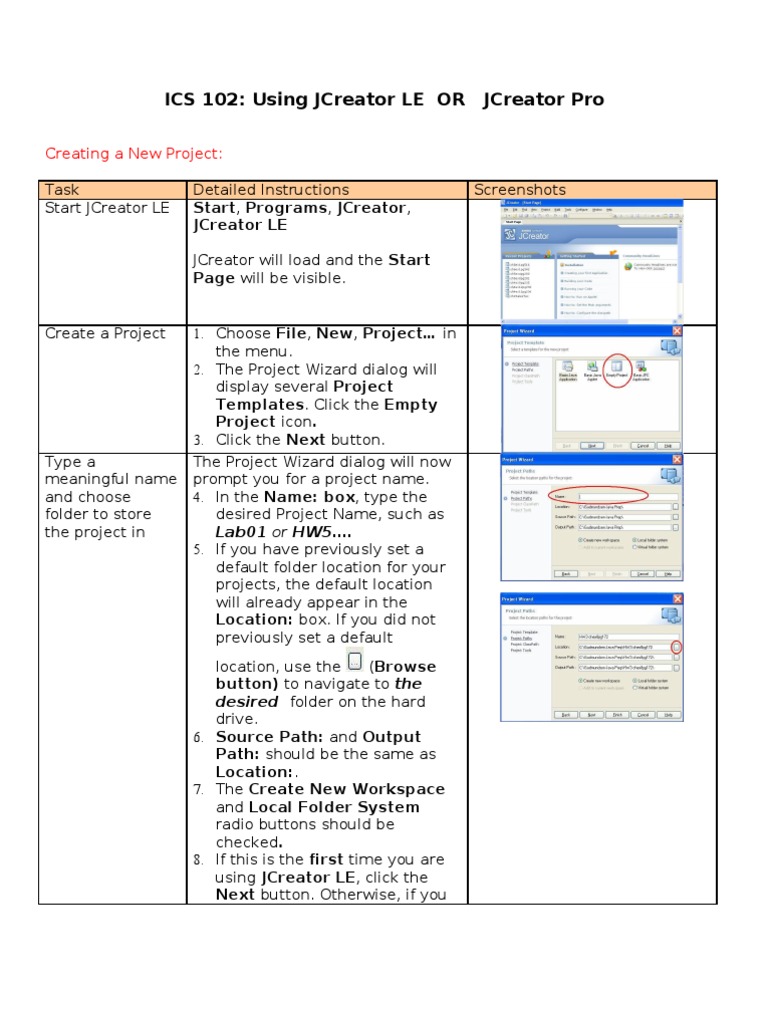 JCreator Instructions | PDF | Filename | Computer File