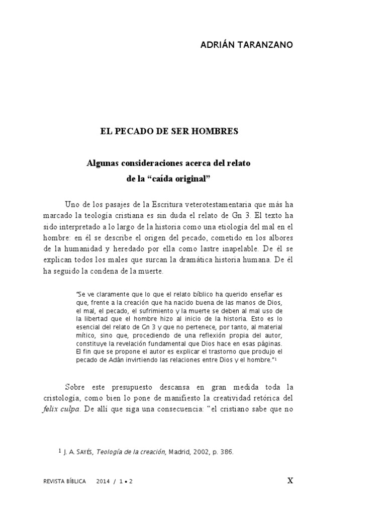 Interpretación Antropológica de Gn 3 | PDF | Pecado | Mal