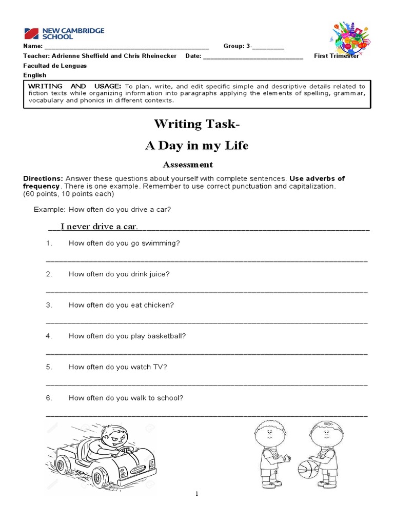 Writing Task - A Day in My Life | Download Free PDF | Grammar | Cognition