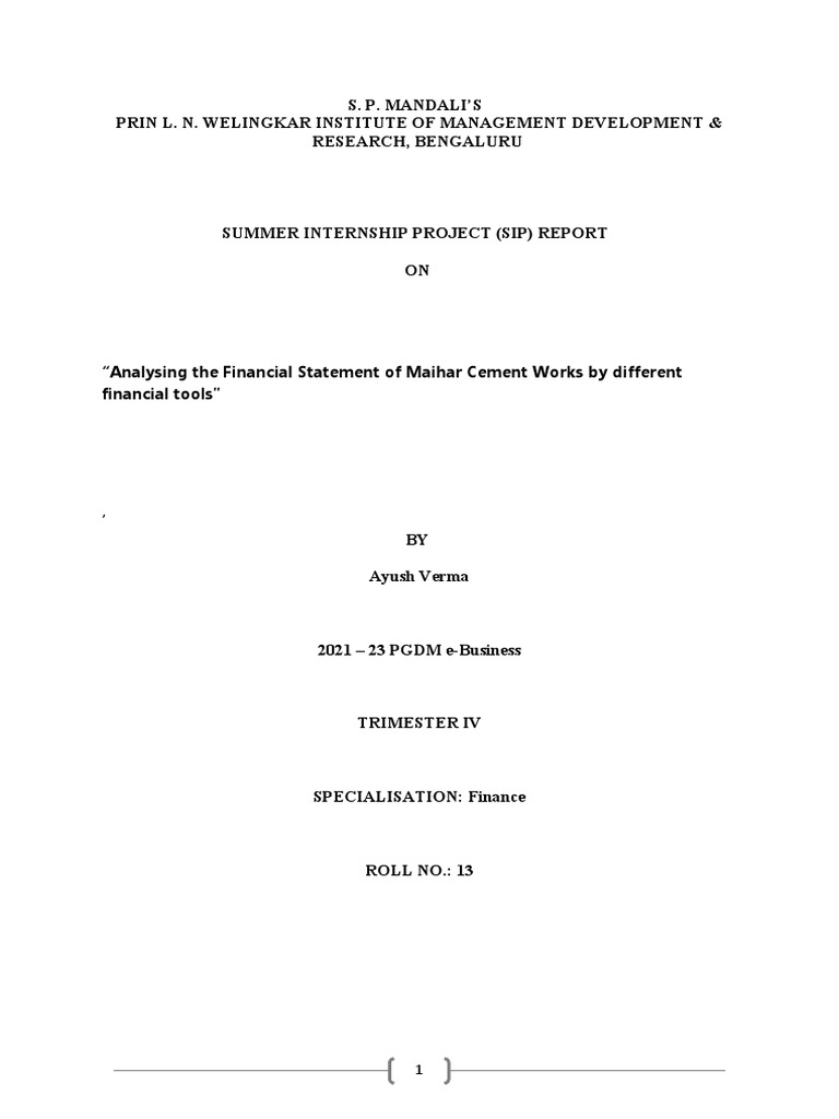 Ayush - Verma - SIP Report | PDF | Taxes | Financial Statement Analysis