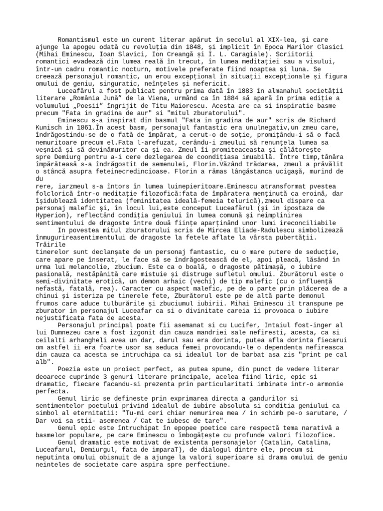 Eseu Luceafarul | PDF