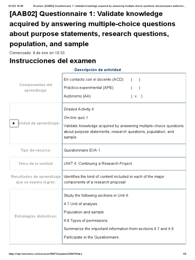 Examen - (AAB02) Questionnaire 1 - Validate Knowledge Acquired by Answering Multiple-Choice ...