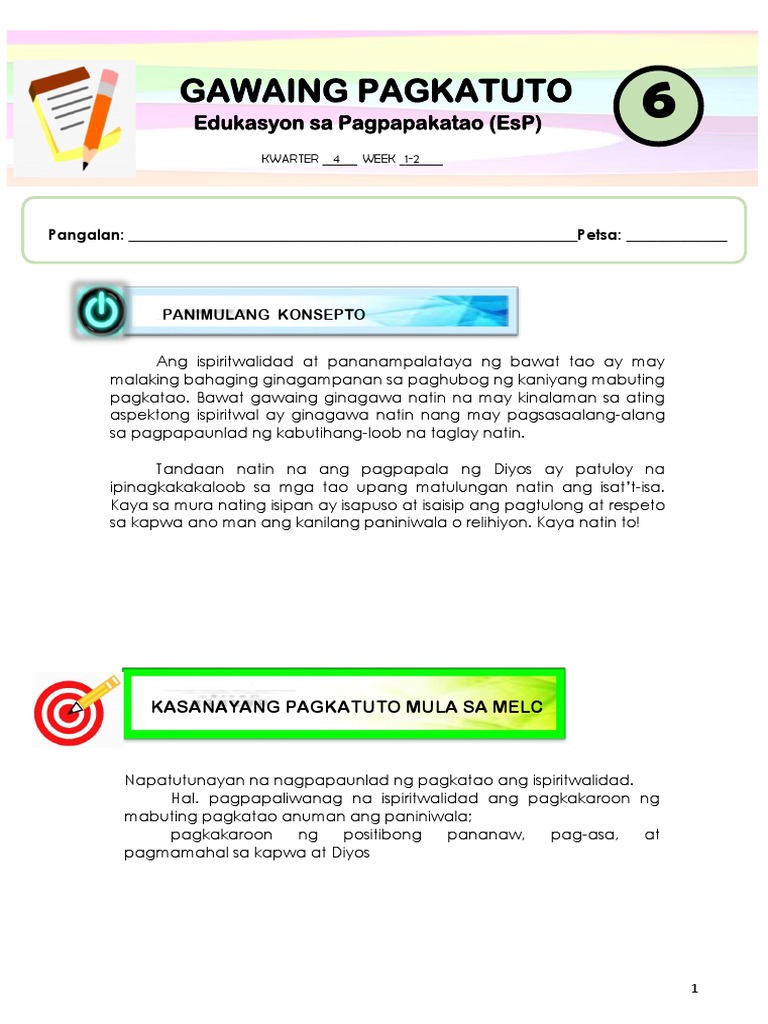 ESP6 LAS Q4 W 1and2 | PDF